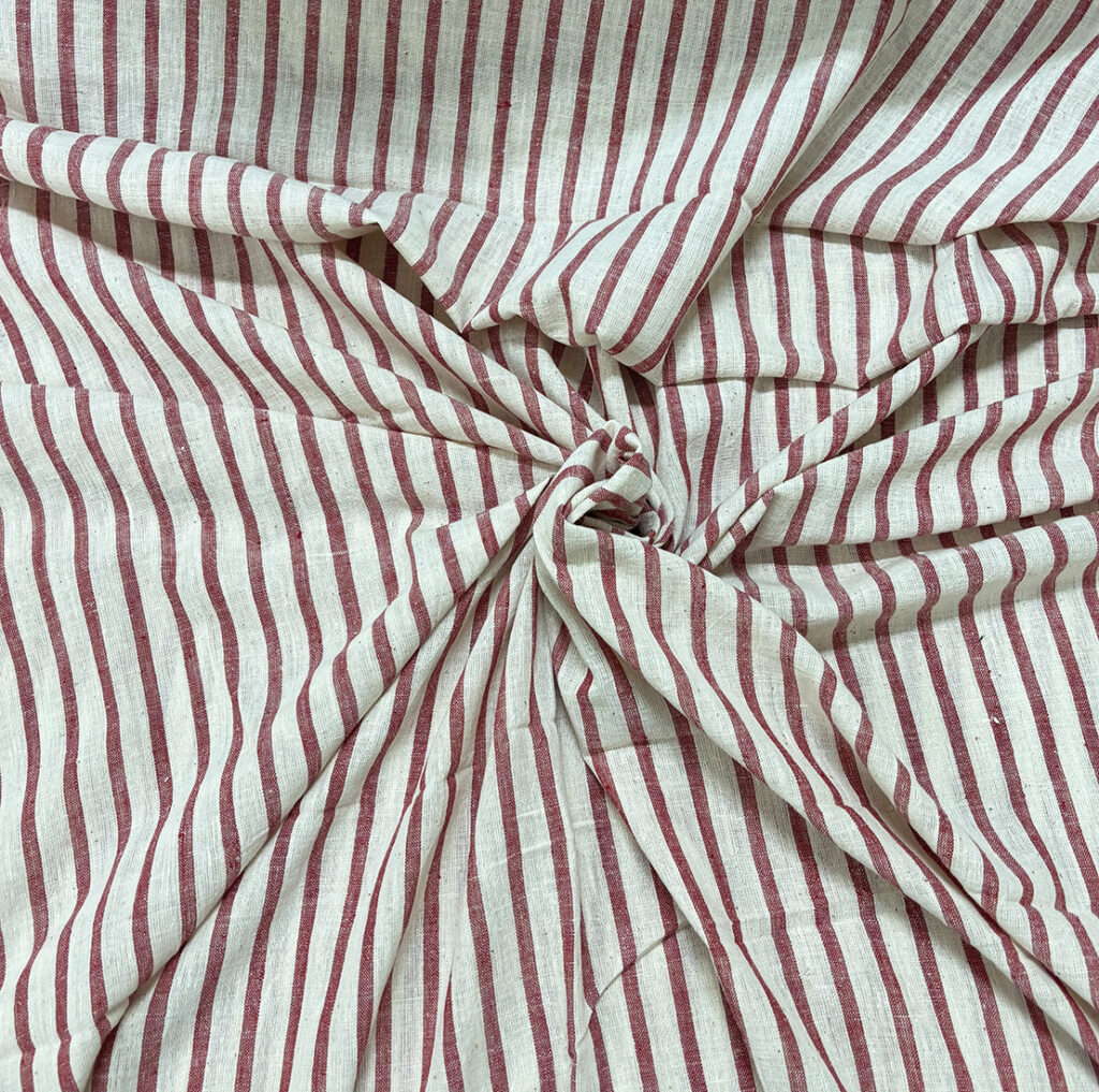 Handloom Organic fabric - Red Stripes • Vritti Designs